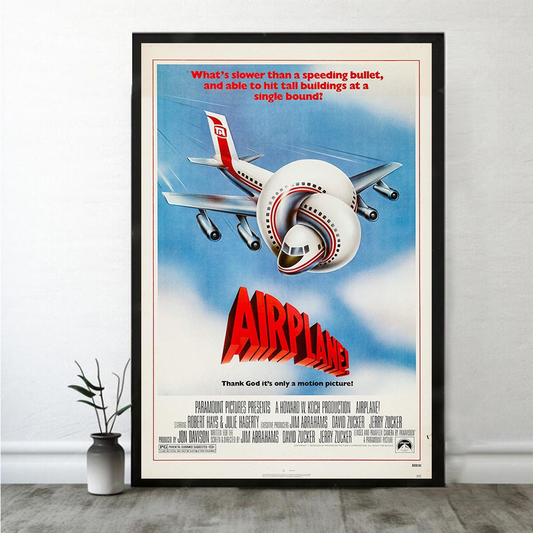 Airplane Movie Poster, Vintage Poster, Movie Art Printing, Wall Art ...
