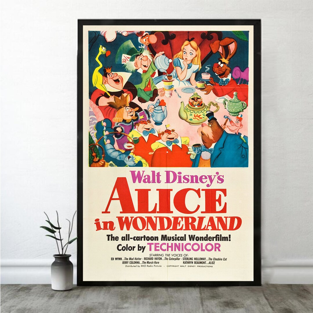 Alice in Wonderland 1951 Movie Poster, Vintage Poster, Movie Art ...