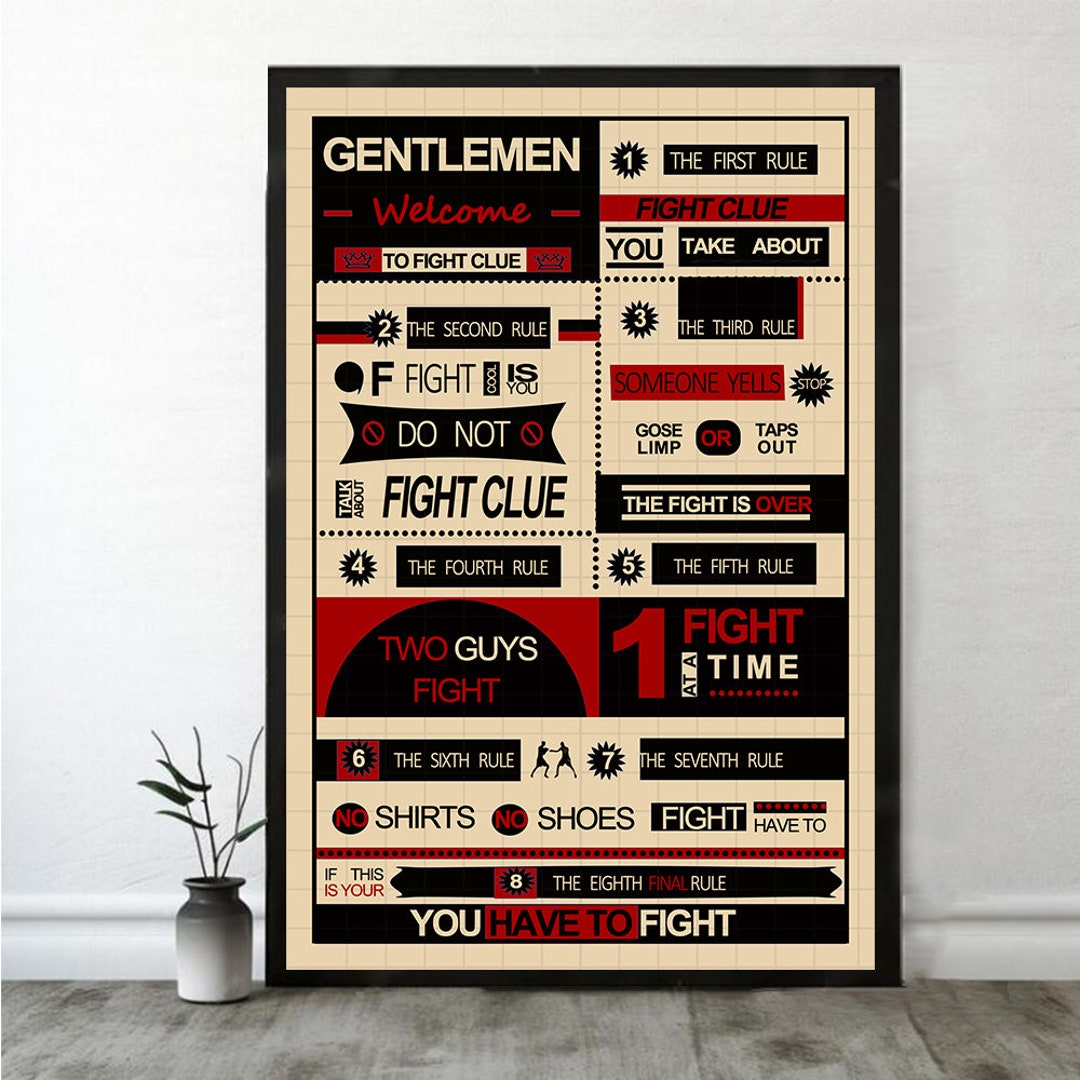 Fight Club Rules Famous Quotes and Facts Poster, Vintage Poster, Movie ...