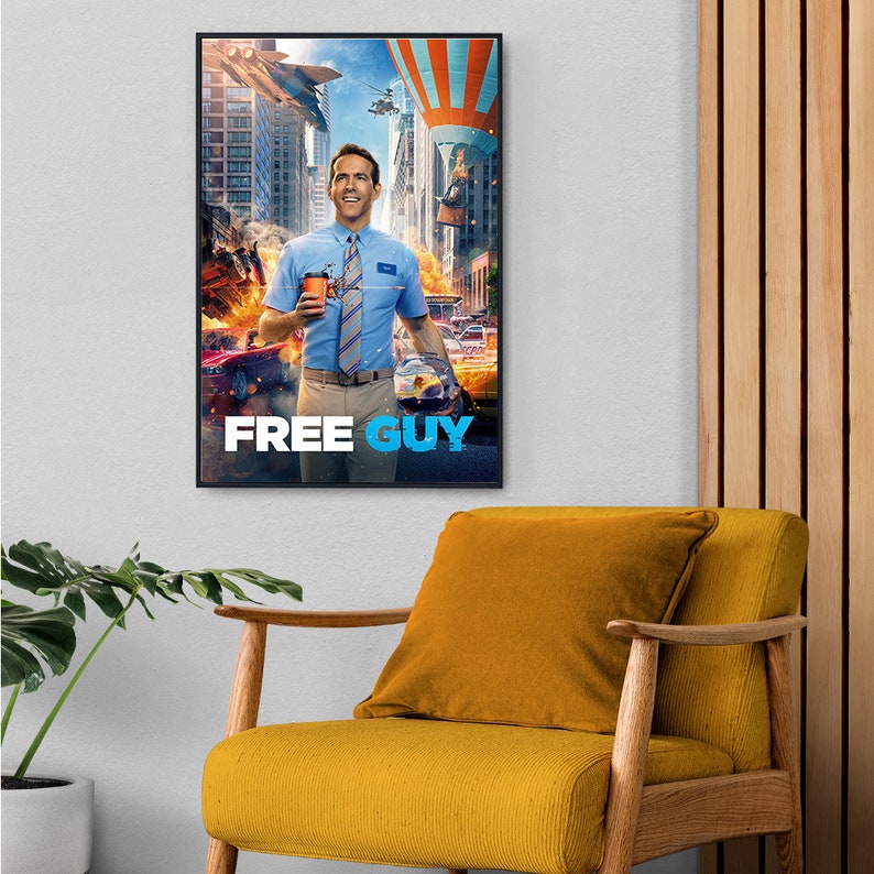 Free Guy Comedy Movie Poster, Vintage Poster, Movie Art Printing, Wall ...
