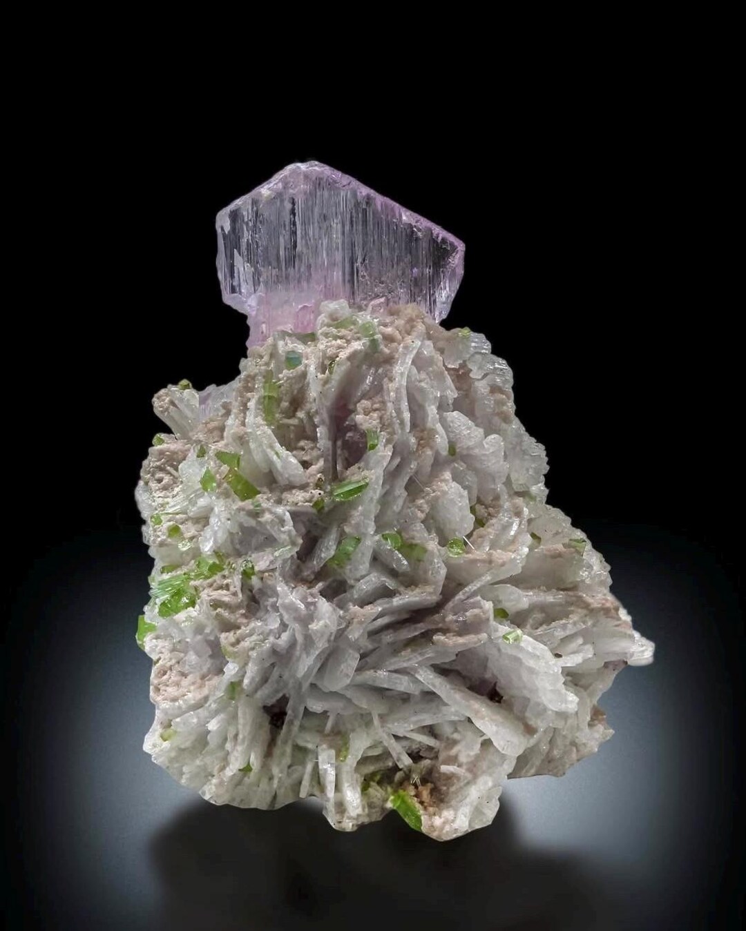 Rare Pink Kunzite Crystal on Albite With Tourmaline Cluster 74g ...