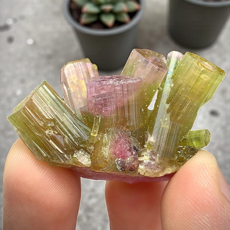 Rare Natural Bi-color Tourmaline Crystal Cluster | 17g | Paprok ...