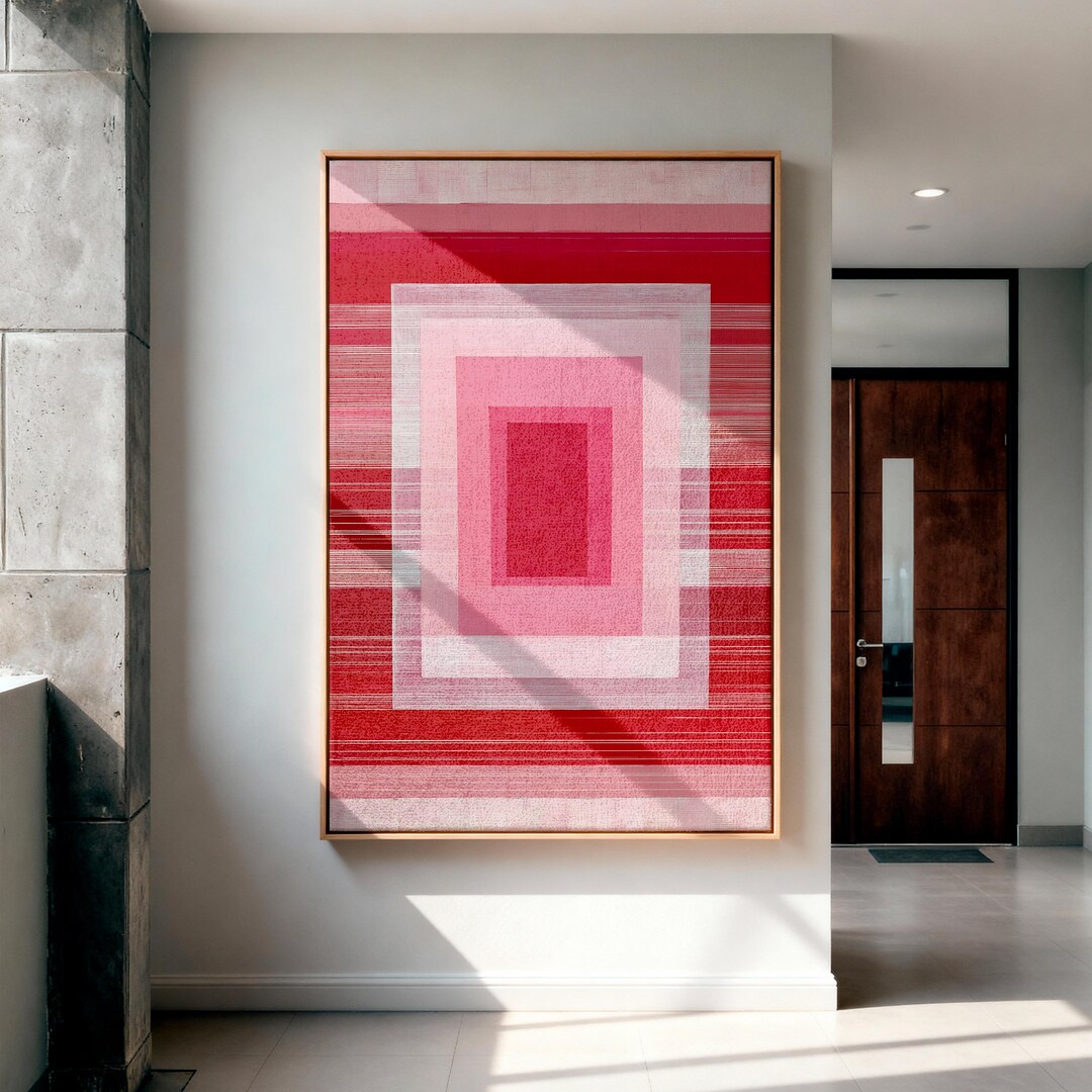 Abstract Red Pink Wall Art Print, Modern Minimalist Abstract Canvas ...