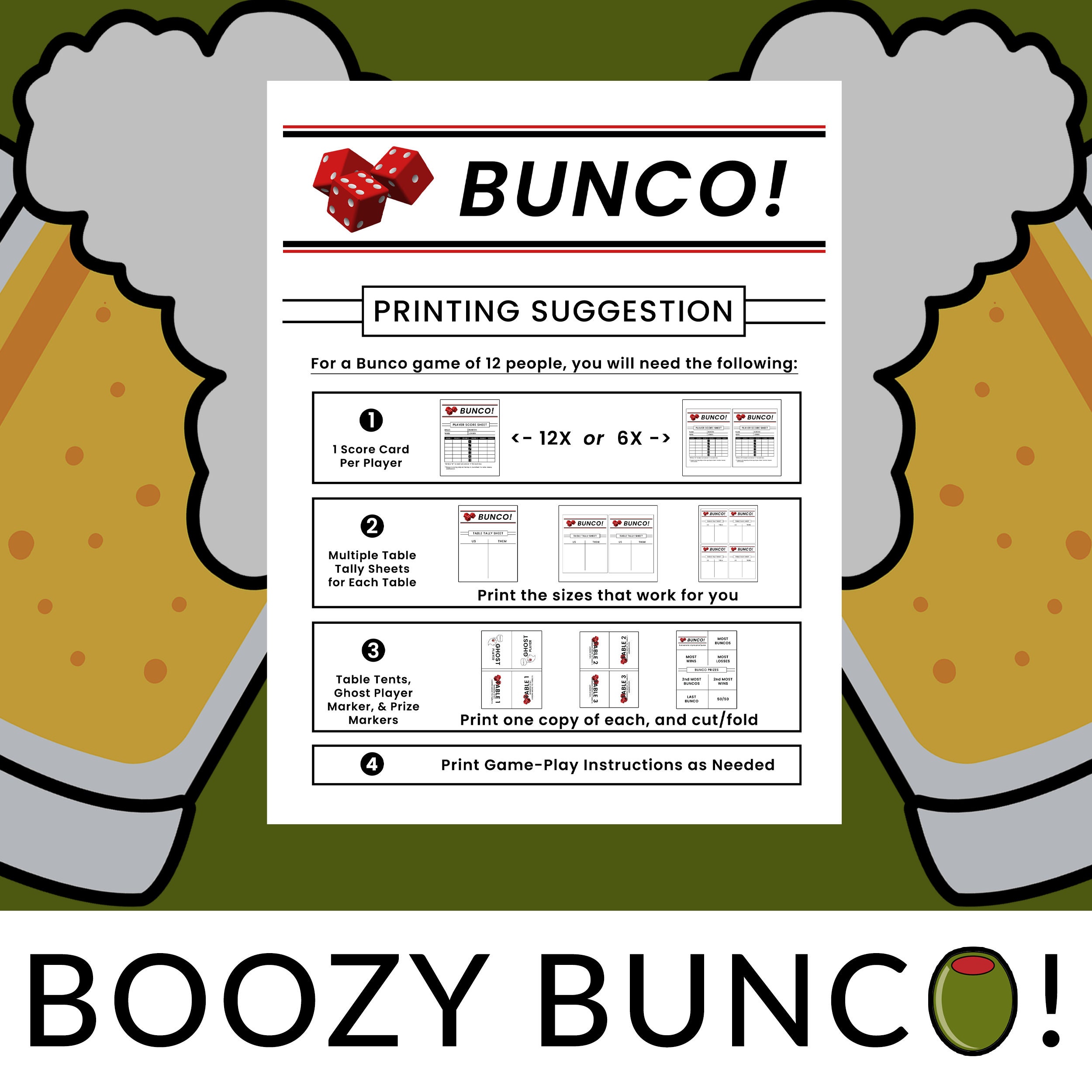 Boozy Bunco Party Pack - Etsy