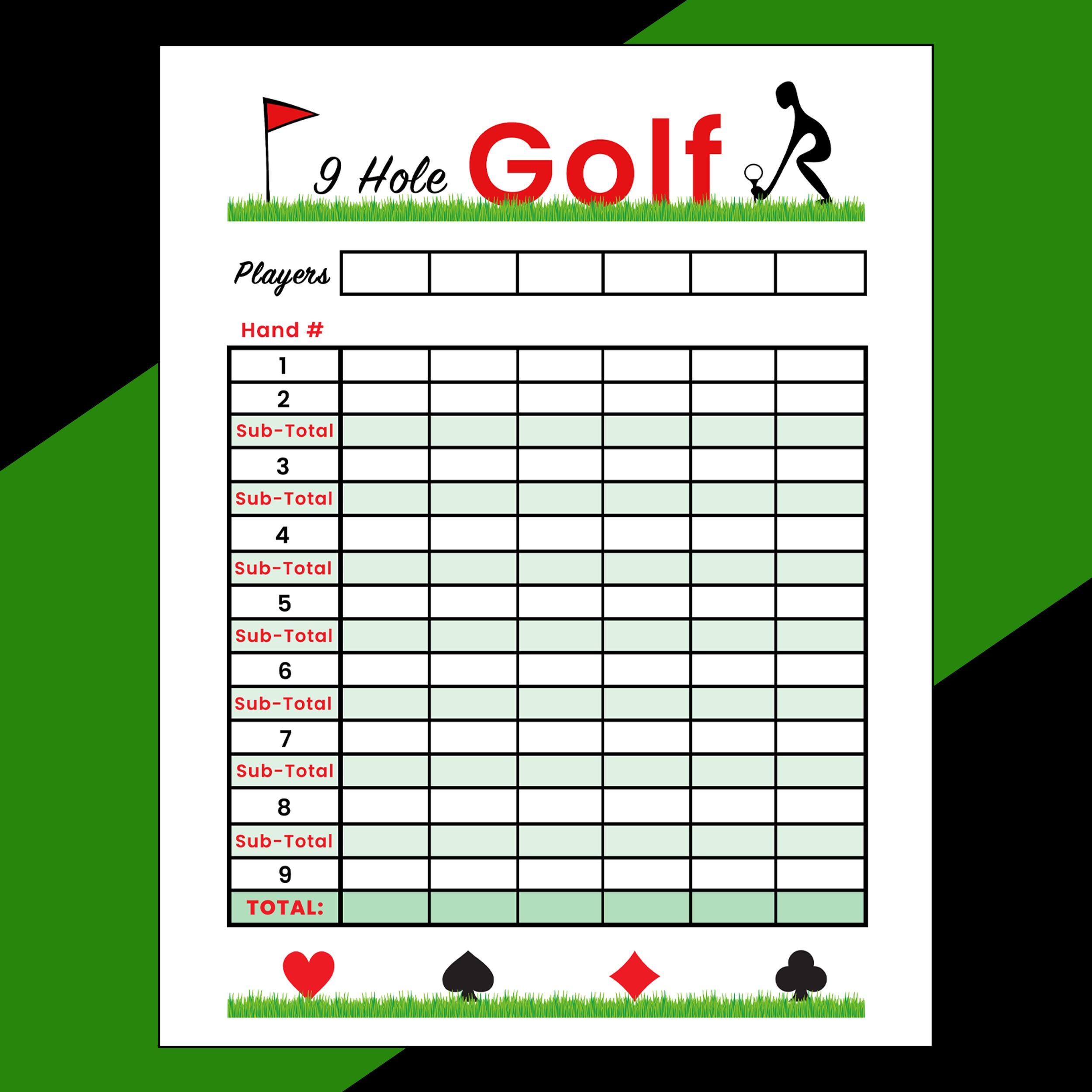Golf Card Game Score Cards and Instructions - Etsy