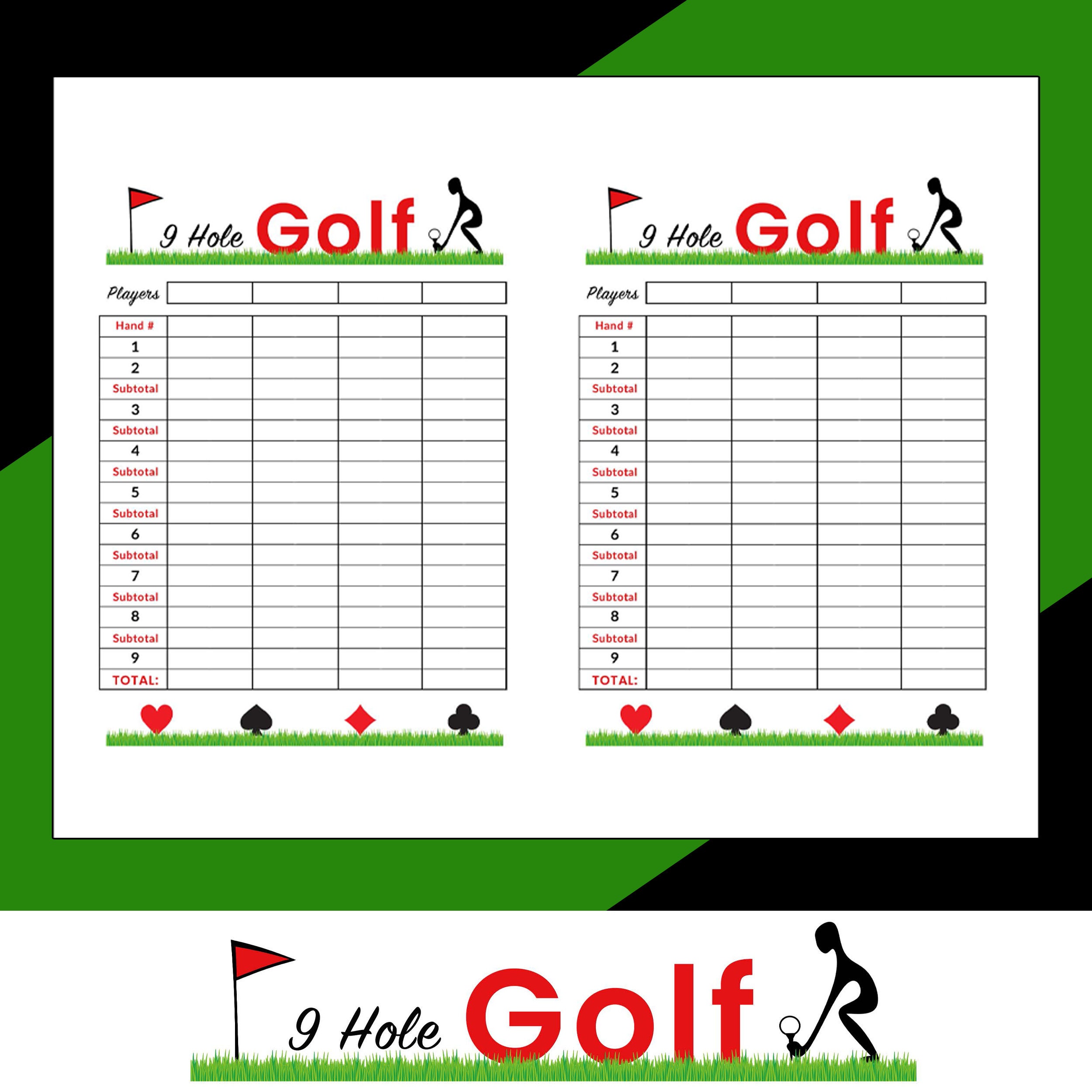 Golf Card Game Score Cards and Instructions - Etsy