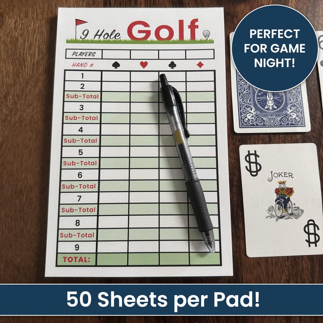 9 Hole Golf Card Game Score Pads - Etsy