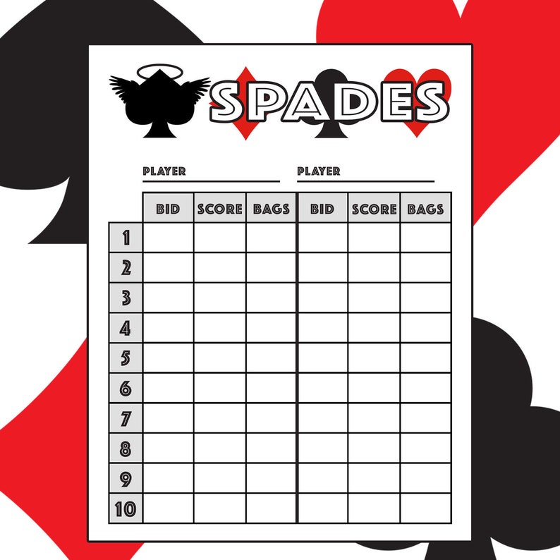 Spades Score Sheets - Etsy