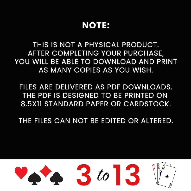 3 to 13 Card Game Score Cards - Etsy