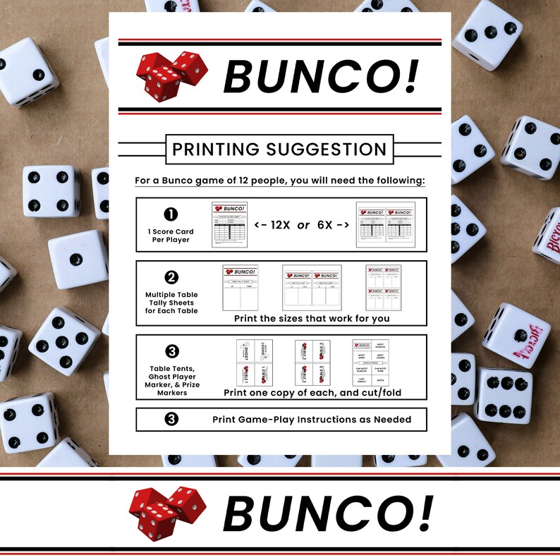 Bunco Score Sheets Party Pack - Etsy