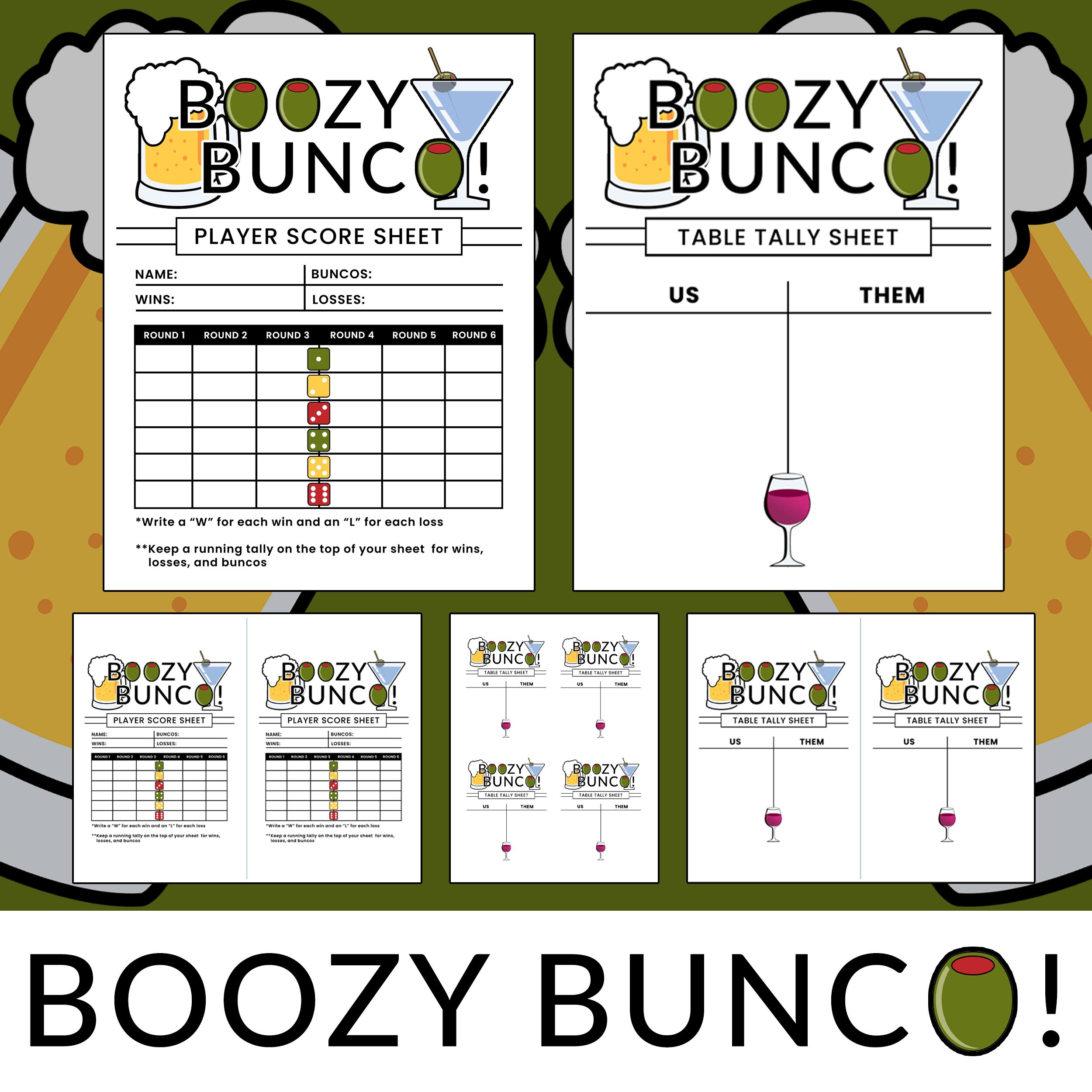 Boozy Bunco Party Pack - Etsy