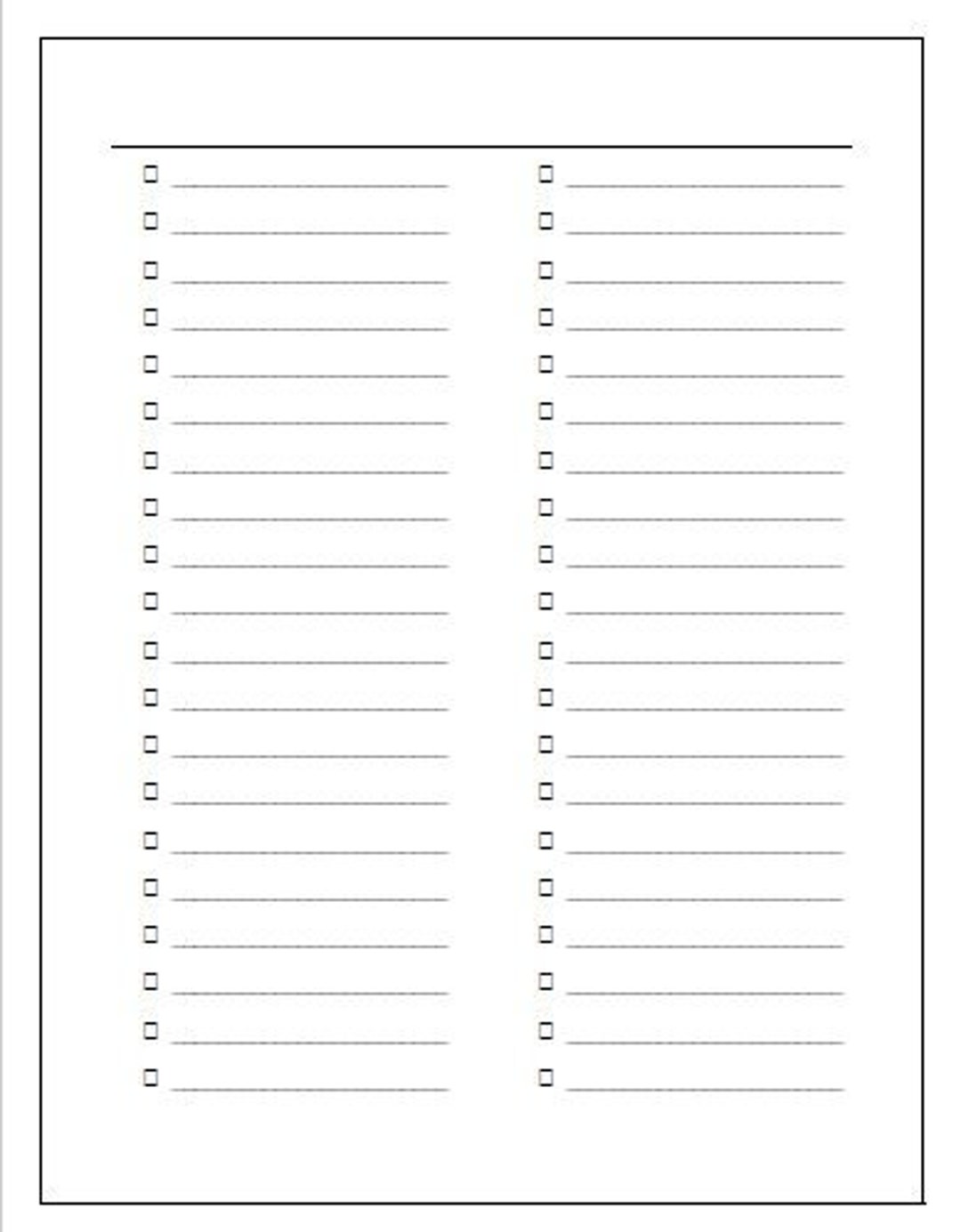 Blank Checklist - Etsy