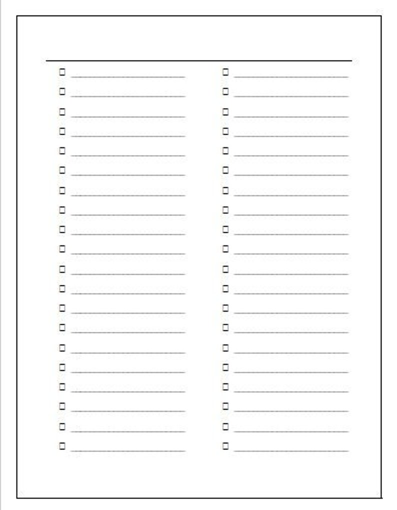 Blank Checklist - Etsy