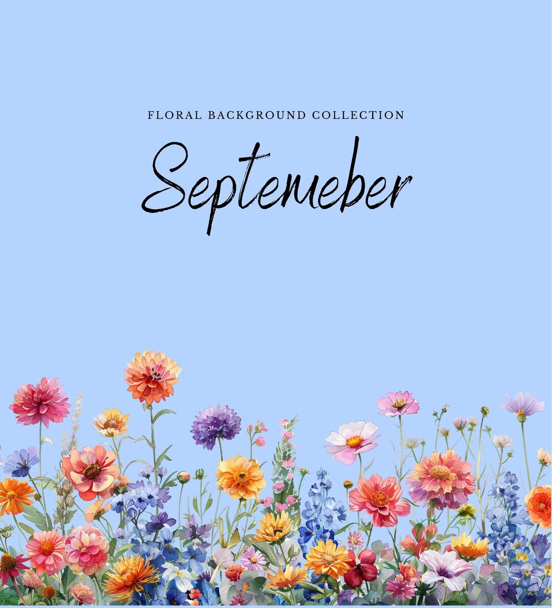 Watercolor September Flowers Clipart | Floral Background Collection ...