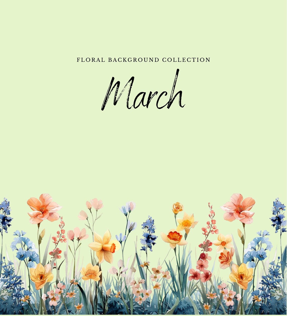 Watercolor March Flowers Clipart | Floral Background Collection - 10 ...