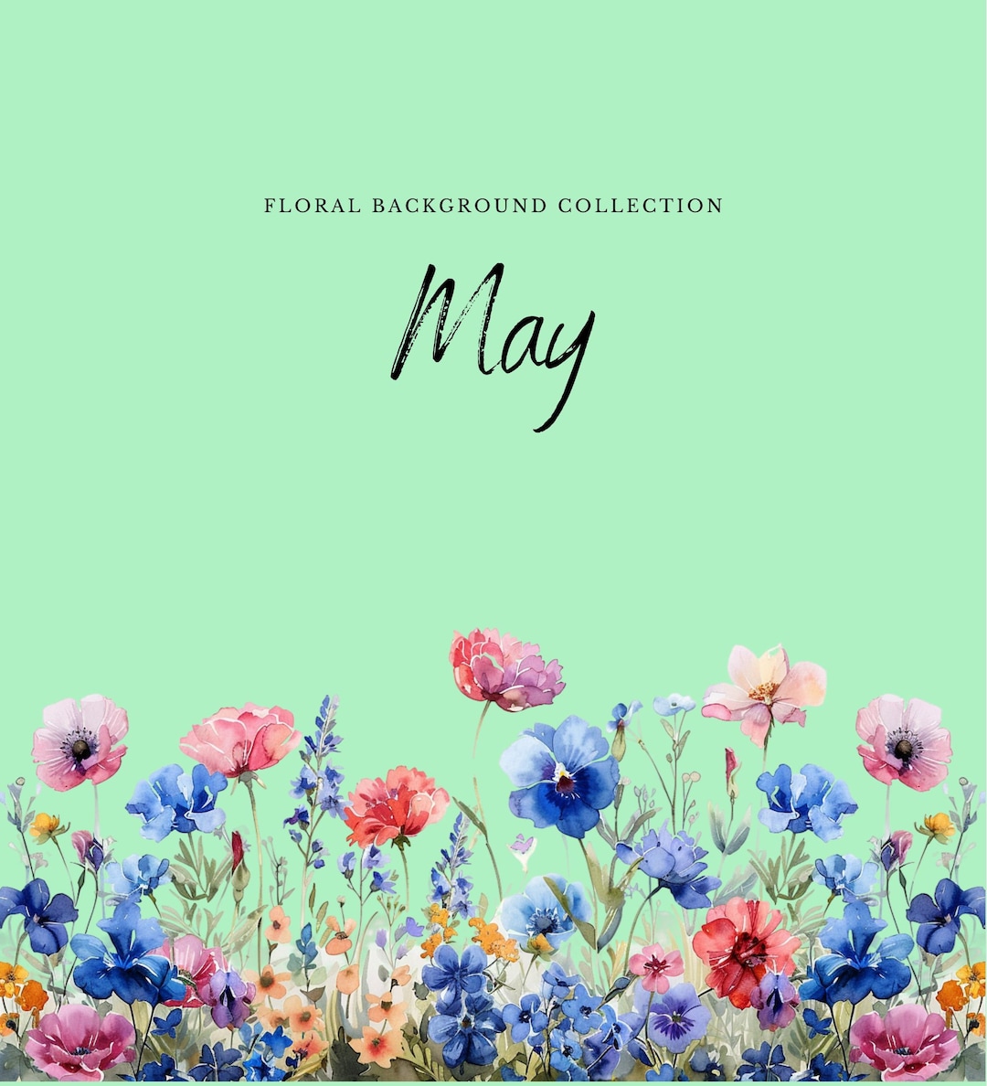 Watercolor May Flowers Clipart | Floral PNG Backgrounds (digital ...