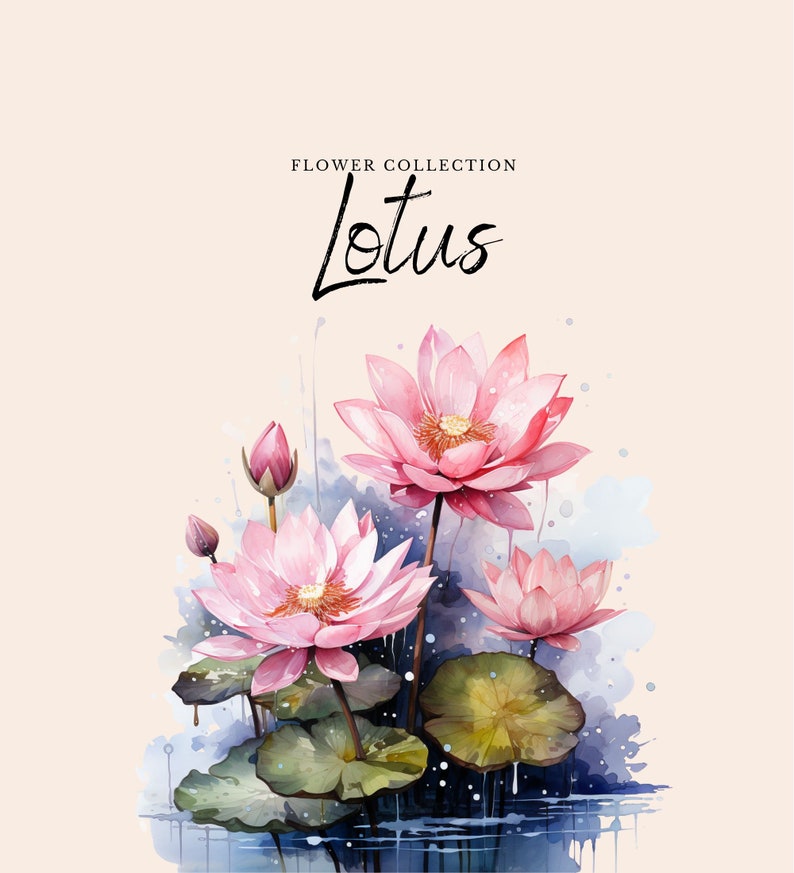 Watercolor Lotus Clipart | Flower Collection - 10 Digital PNG Flowers ...