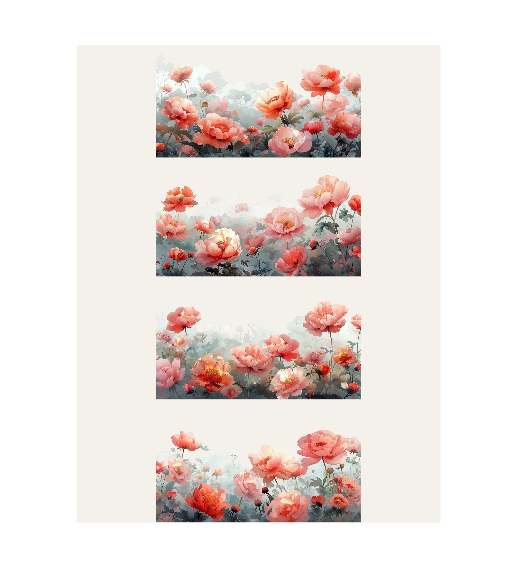 Watercolor Peony Flowers Clipart Floral Background Collection 10 ...