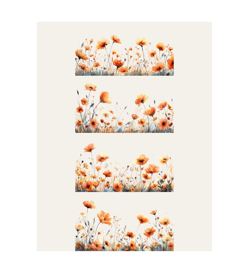 Watercolor Orange Flowers Clipart | Floral Background Collection - 10 ...