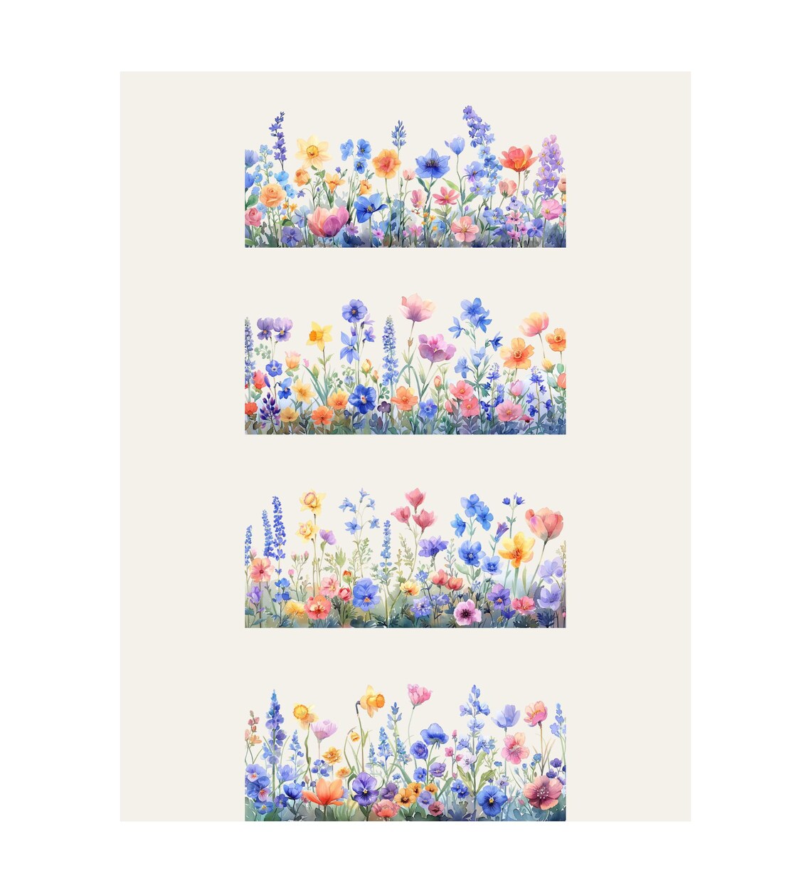 Watercolor Spring Flowers Clipart Floral Background Collection 10 ...