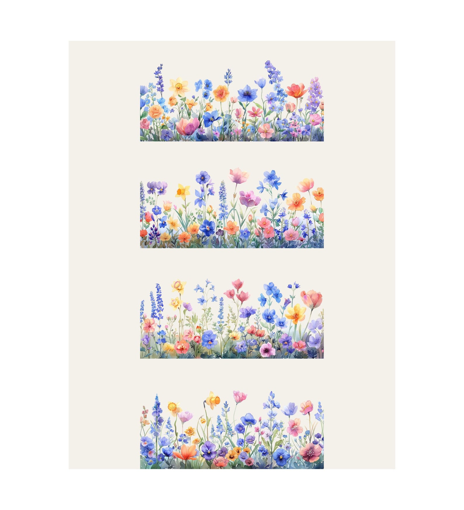 Watercolor Spring Flowers Clipart Floral Background Collection 10 ...