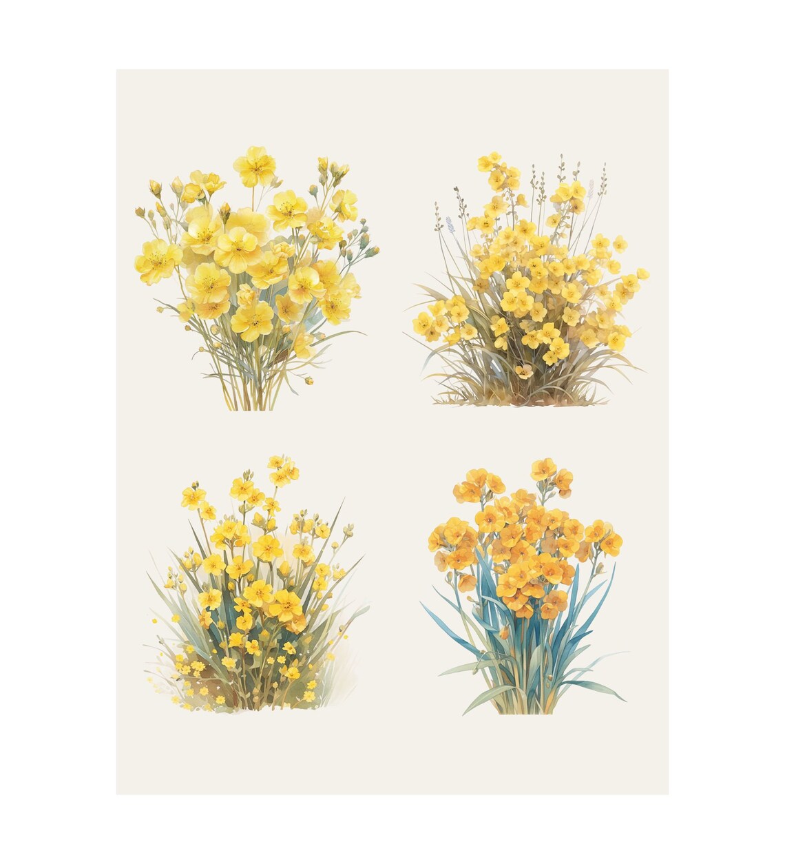 Watercolor Cowslip Clipart | Flower Collection - 10 Digital PNG Flowers ...