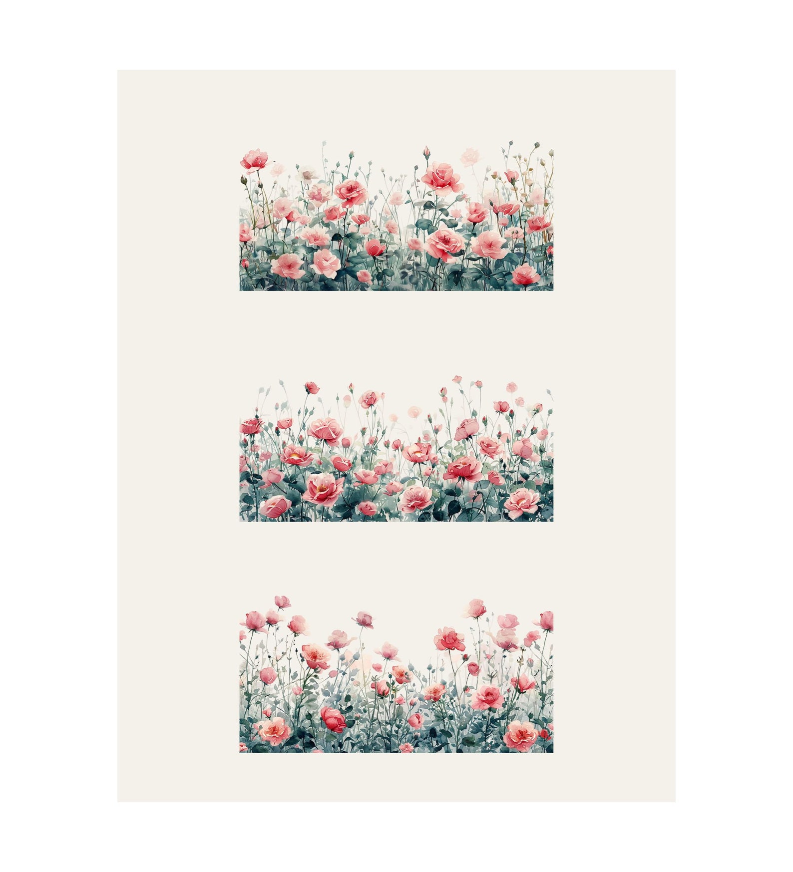 Watercolor Pink Rose Flowers Clipart Floral Background Collection 10 ...