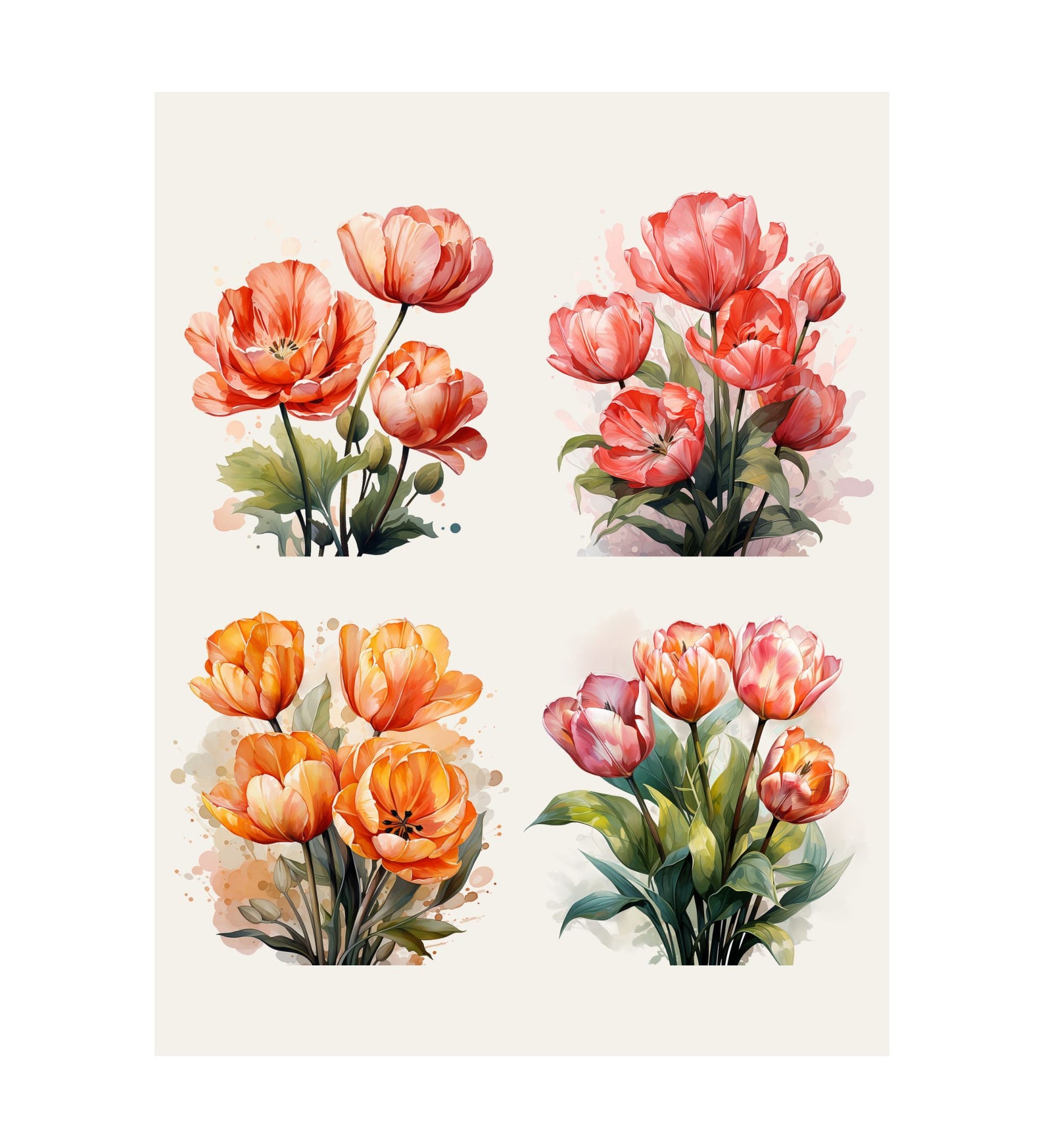 Watercolor Tulip Clipart | Flower Collection (digital PNG) - Etsy