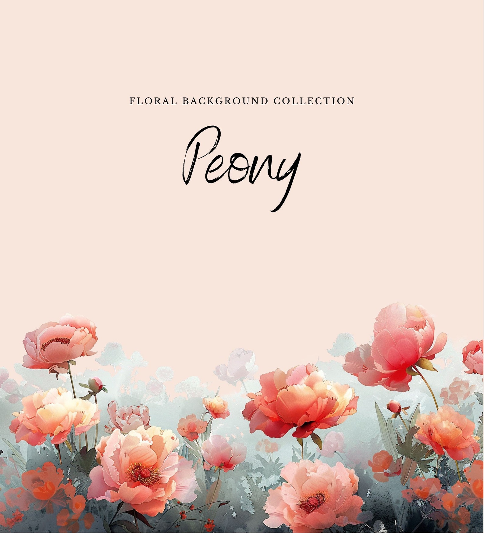 Watercolor Peony Flowers Clipart Floral Background Collection 10 ...