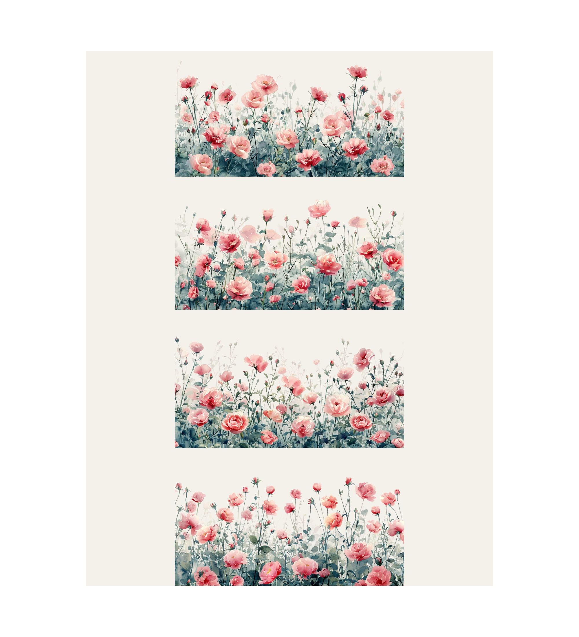 Watercolor Pink Rose Flowers Clipart Floral Background Collection 10 ...