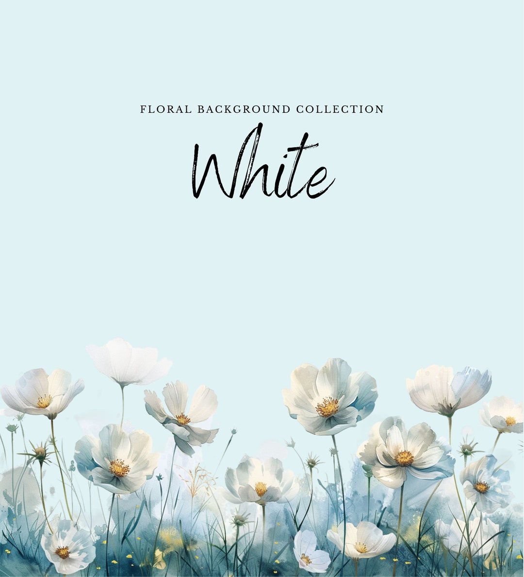 Watercolor White Flowers Clipart | Floral Background PNG (digital ...