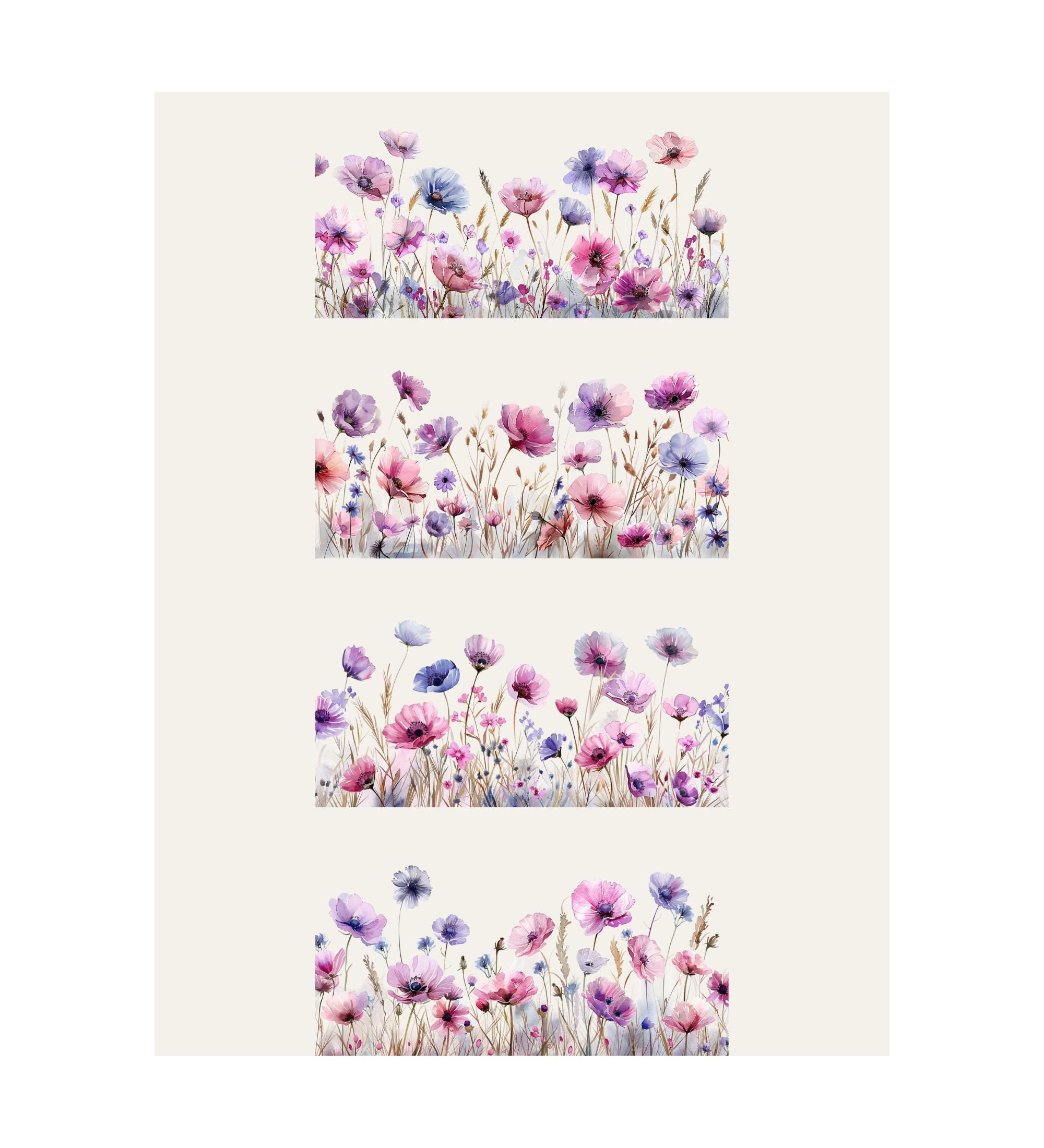Watercolor Purple and Pink Flowers Clipart | Floral Background ...
