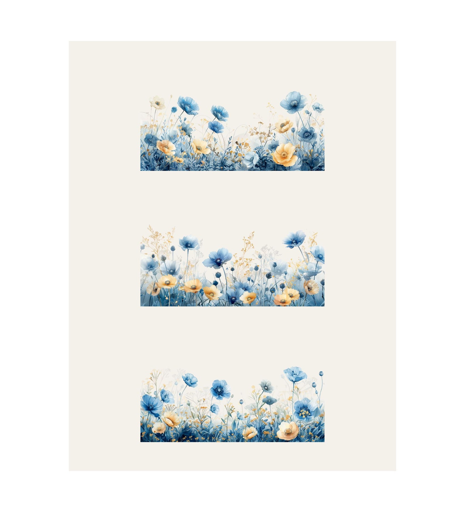 Watercolor Blue and Gold Flowers Clipart | Floral Background Collection ...