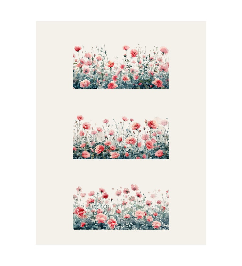 Watercolor Pink Rose Flowers Clipart Floral Background Collection 10 ...