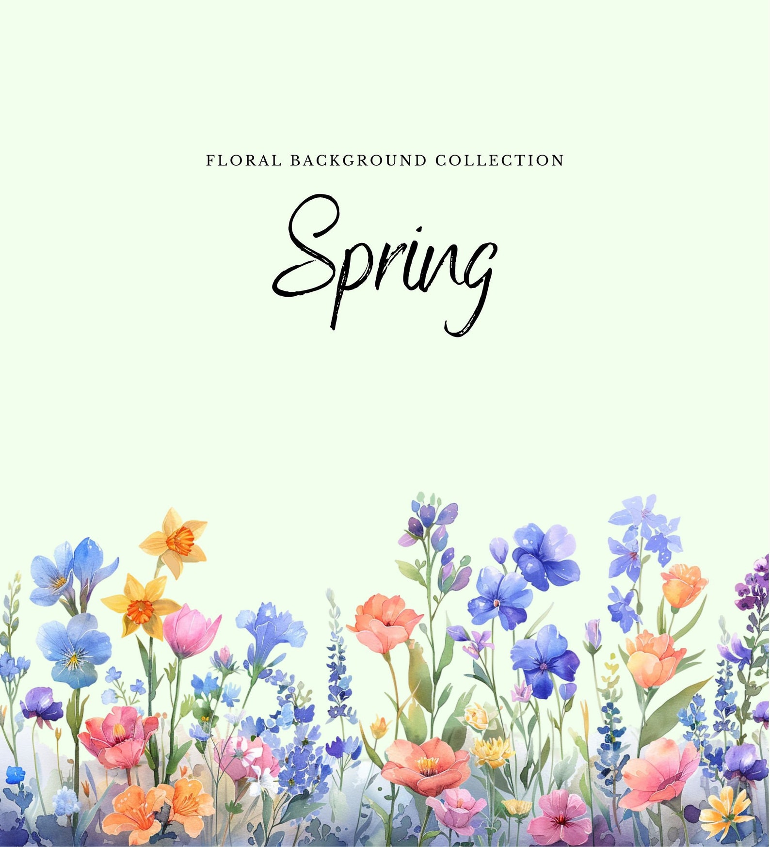 Watercolor Spring Flowers Clipart | Floral Background Collection - 10 ...
