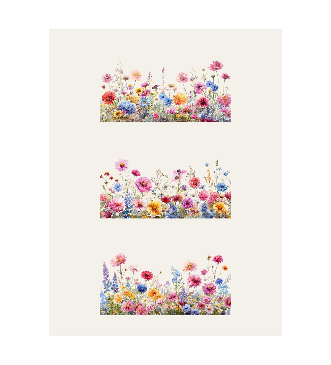 Watercolor August Flowers Clipart | Floral PNG Backgrounds (digital ...