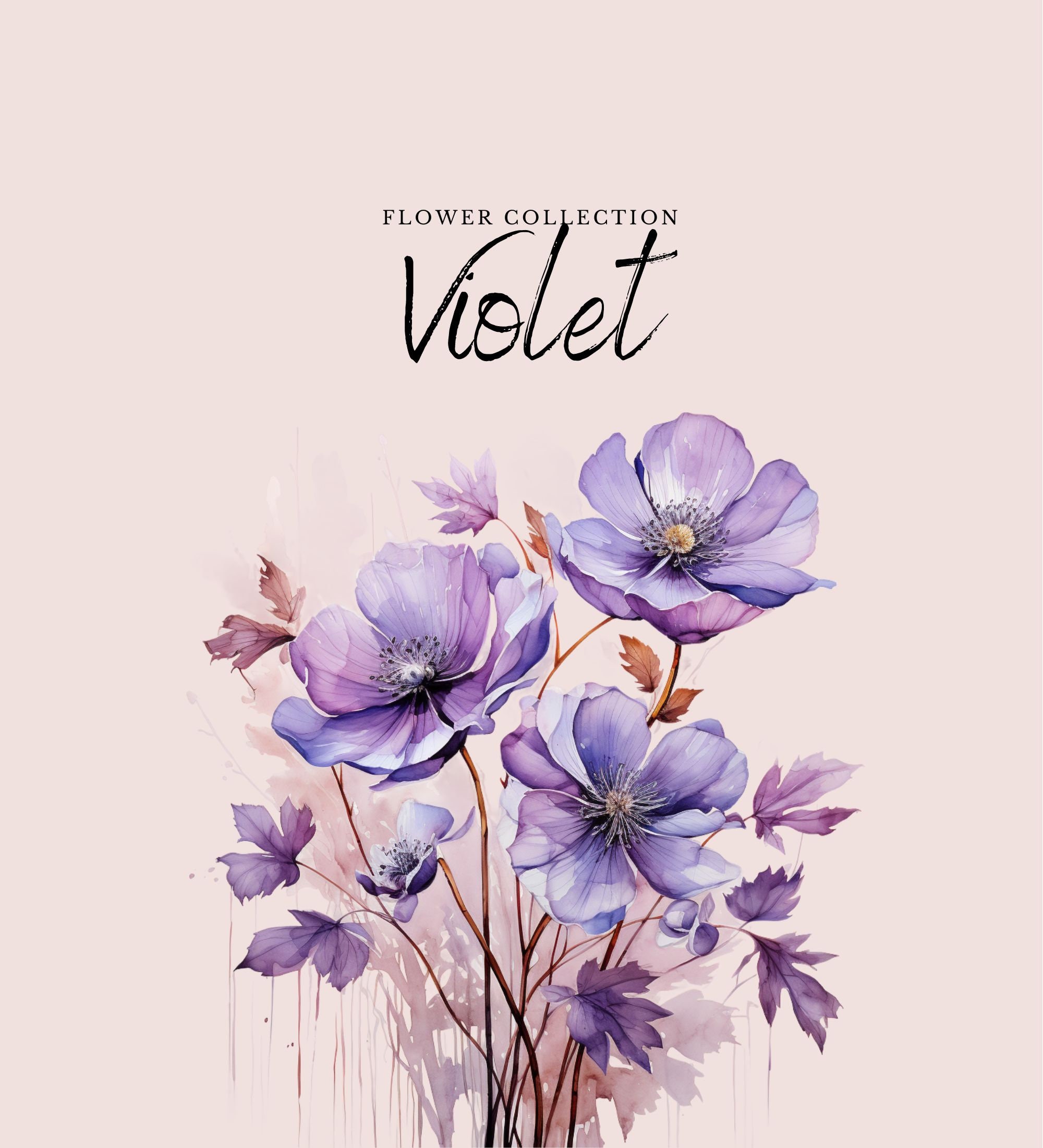 Watercolor Violet Clipart | Flower Collection - 10 Digital PNG Flowers ...