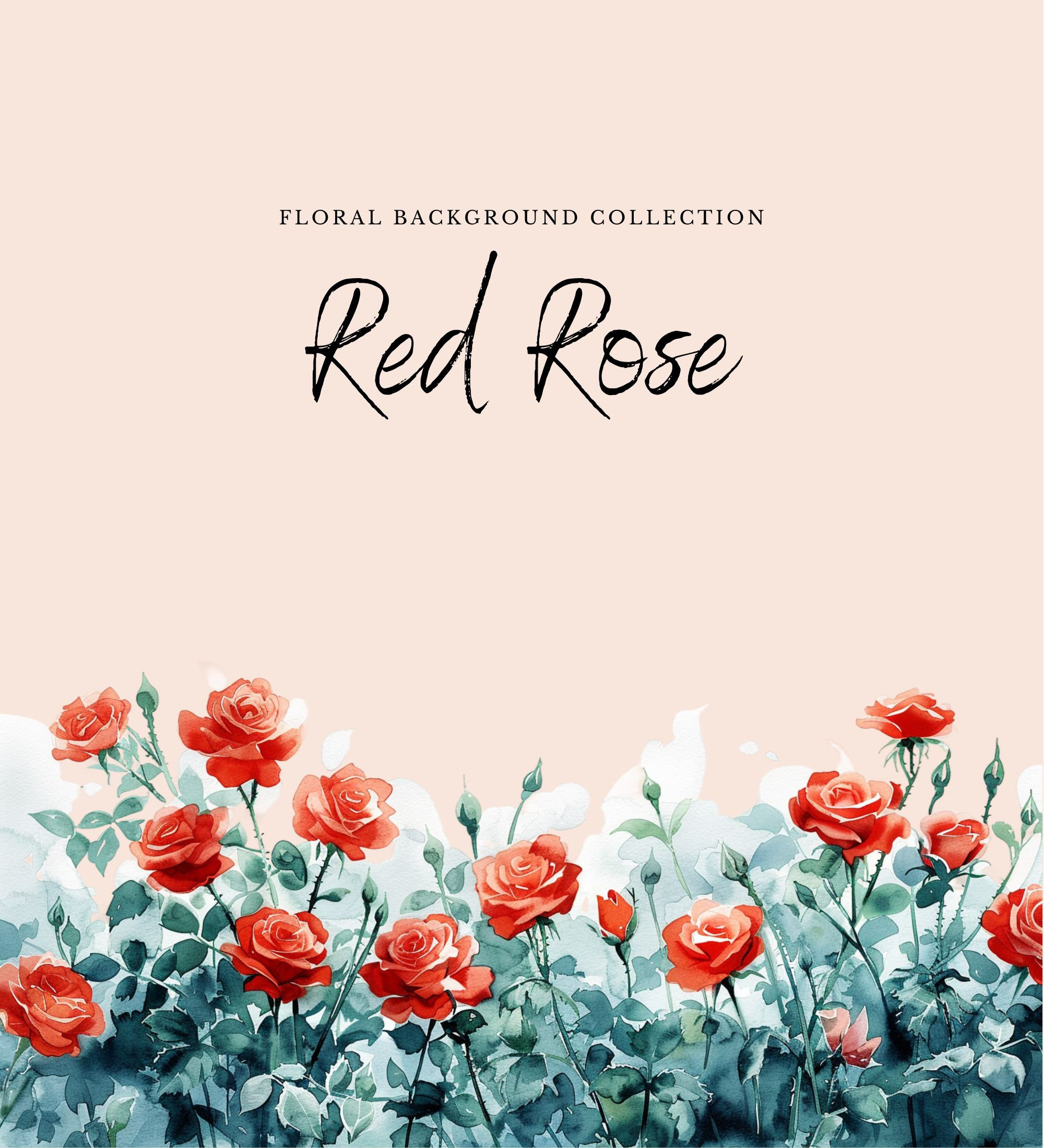 Watercolor Red Rose Flowers Clipart | Floral Background Collection - 10 ...