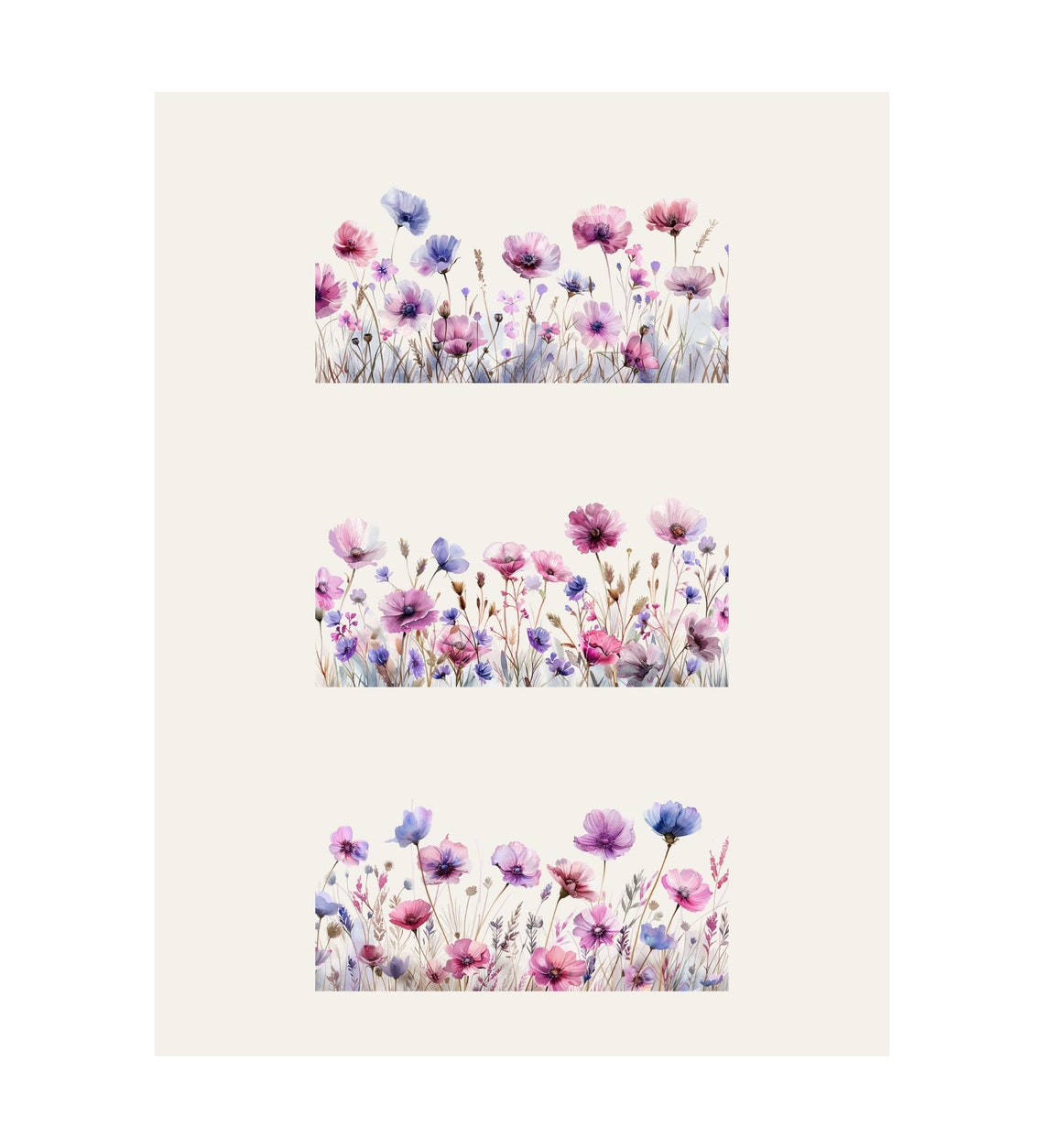 Watercolor Purple and Pink Flowers Clipart | Floral Background ...