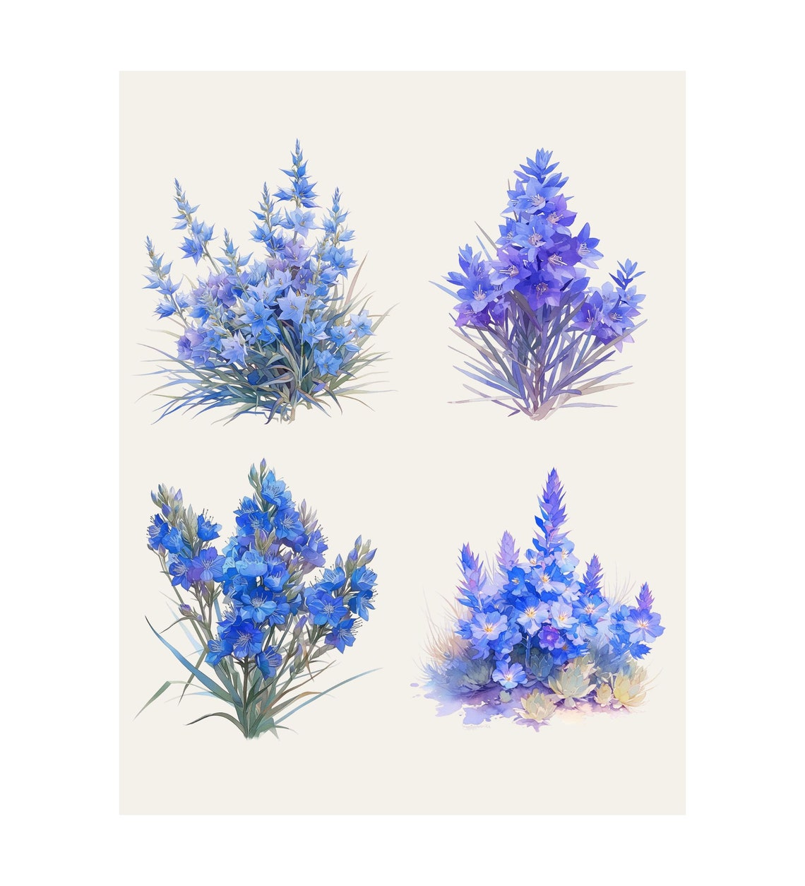 Watercolor Blue Puya Clipart | Flower Collection - 10 Digital PNG ...