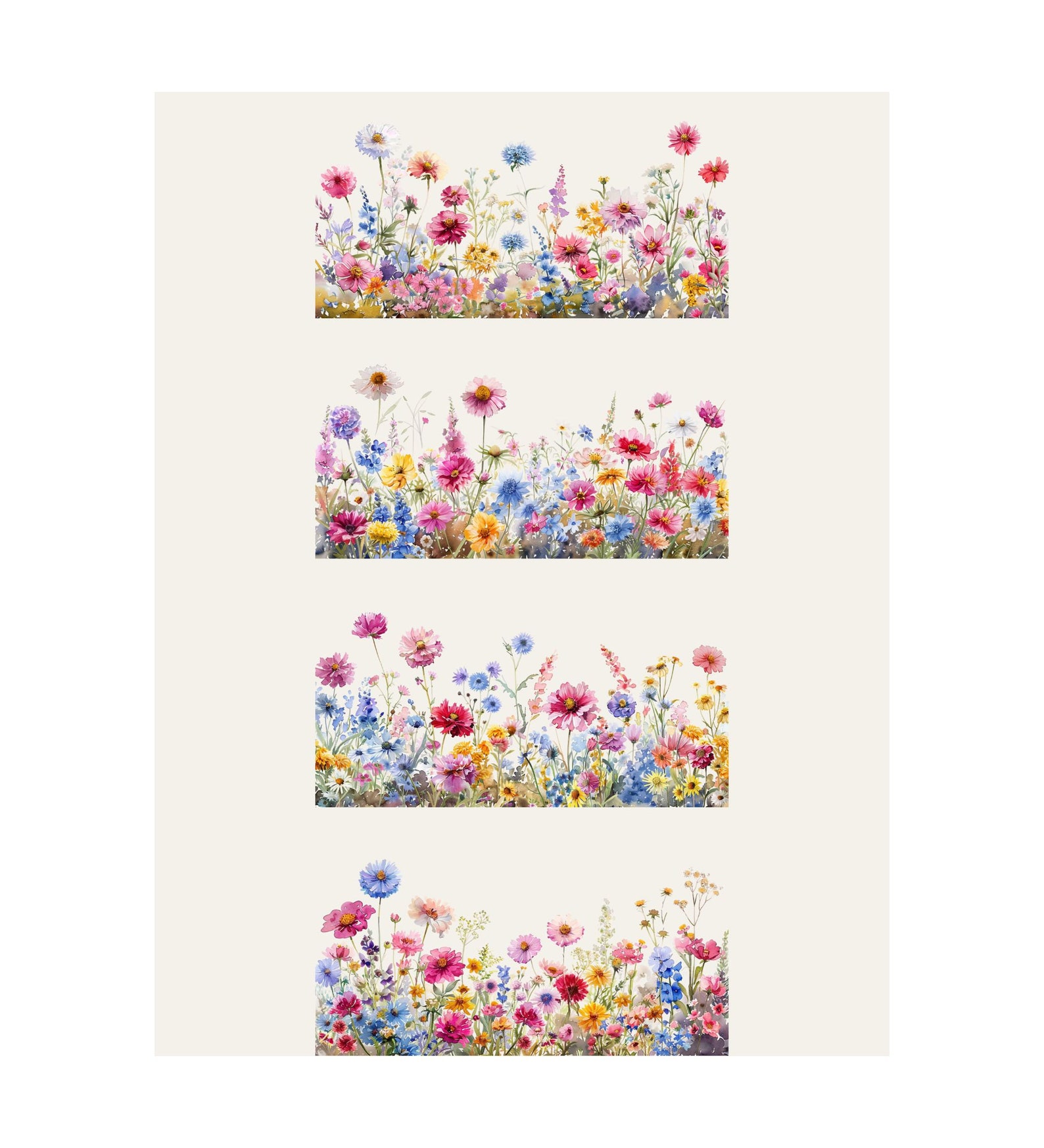 Watercolor August Flowers Clipart | Floral PNG Backgrounds (digital ...
