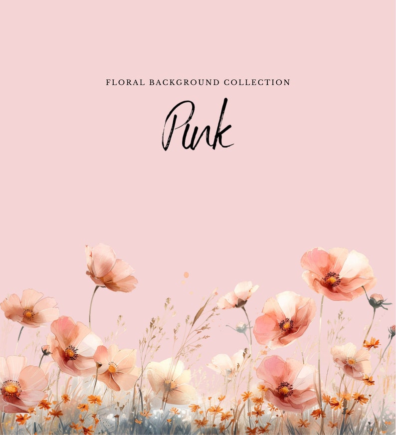 Watercolor Pink Flowers Clipart | Floral Background Collection - 10 ...
