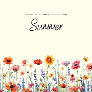 Watercolor Summer Flowers Clipart | Floral Background Collection - 10 ...
