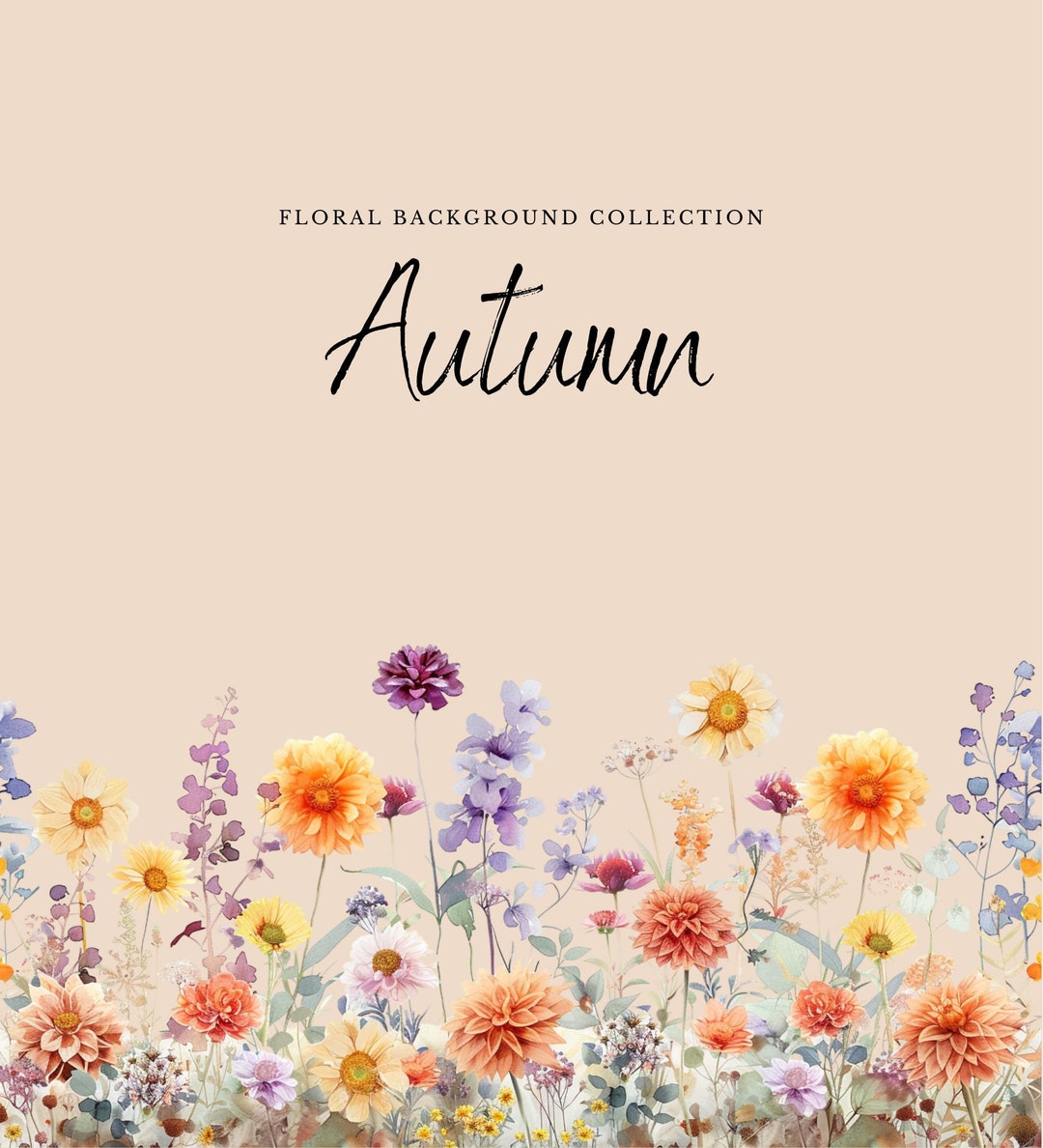 Watercolor Autumn Flowers Clipart | Floral Background Collection - 10 ...