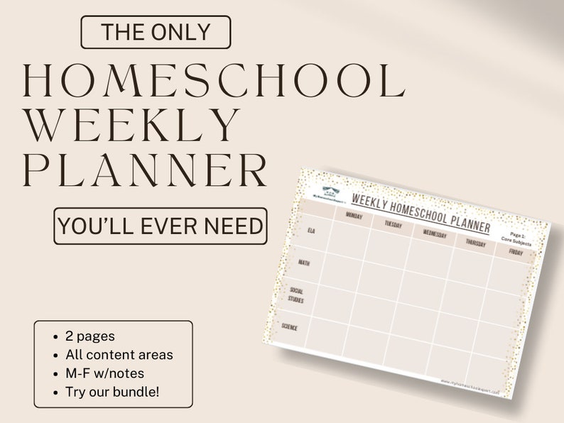 Homeschool Weekly Planner - Etsy