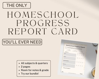 Homeschool Kit Report Card Template Sheet for Kids Teens Education and ...
