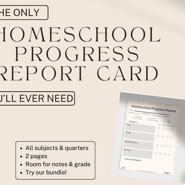 Homeschool Report Card - Etsy