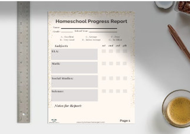 Homeschool Progress Report Card - Etsy