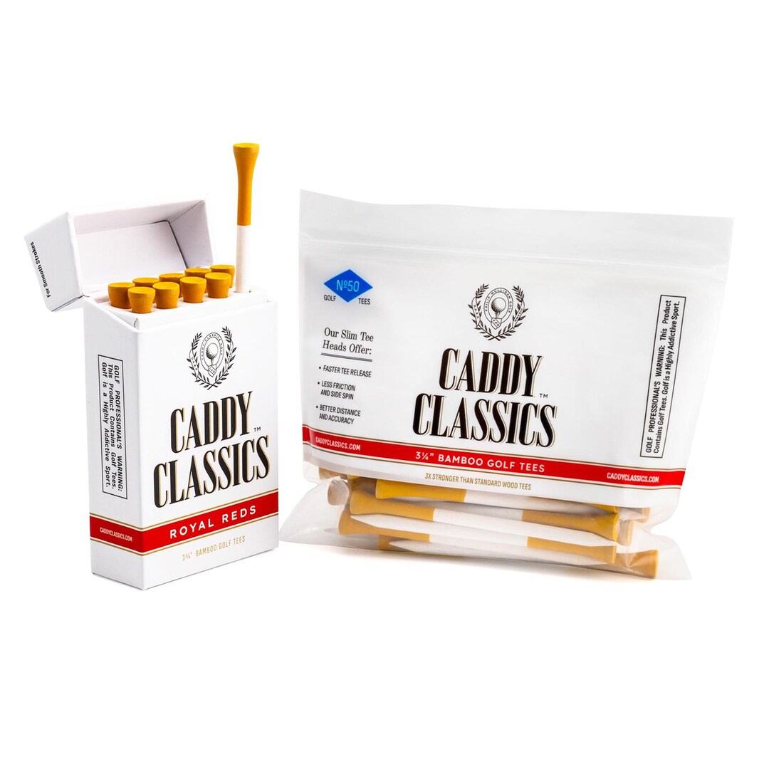 Royal Reds Golf Tee Holder + 50 Bamboo Golf Tees | Caddy Classics - Etsy