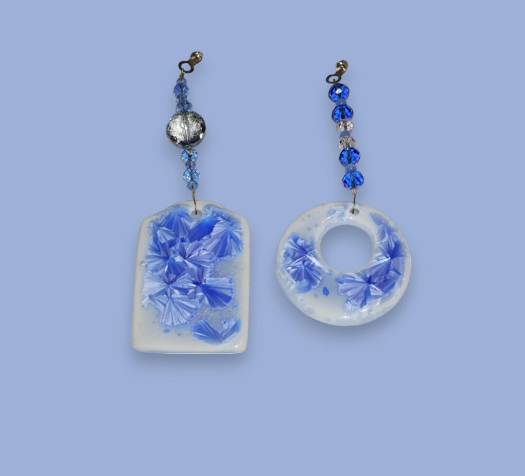 Blue and White Porcelain Fan Pull Chain Set: Crystal Accents - Etsy